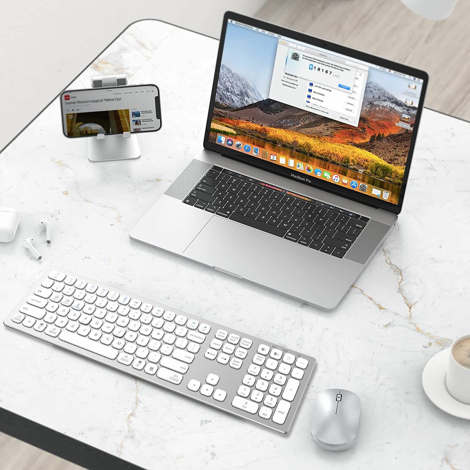 Беспроводная клавиатура, ультратонкая двойная Bluetooth-клавиатура из алюминиевого сплава, подходящая для MAC, Windows и Android