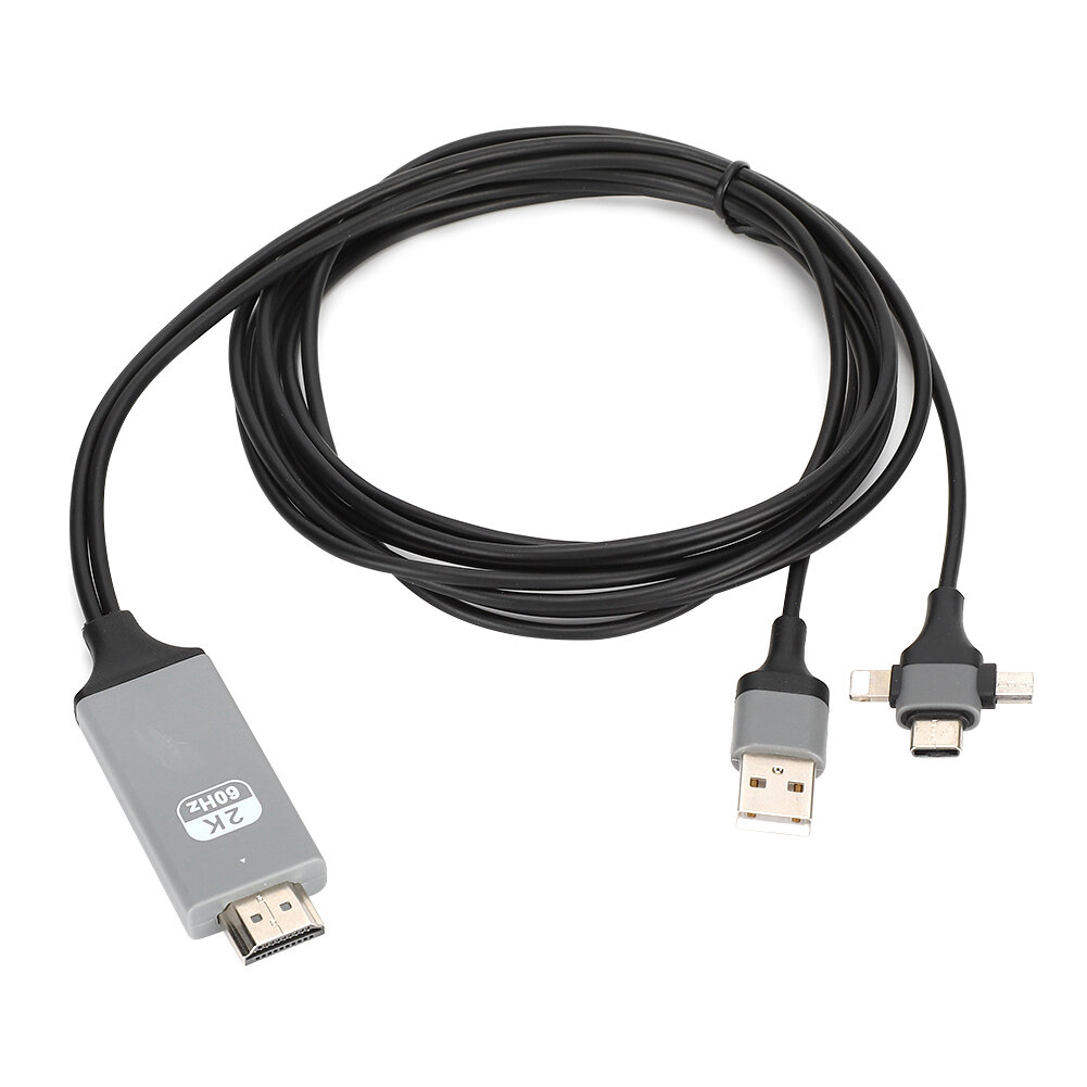 HDMI-кабель 3 в 1 для проекции экрана мобильного телефона на устройства iOS/Android, Type-C