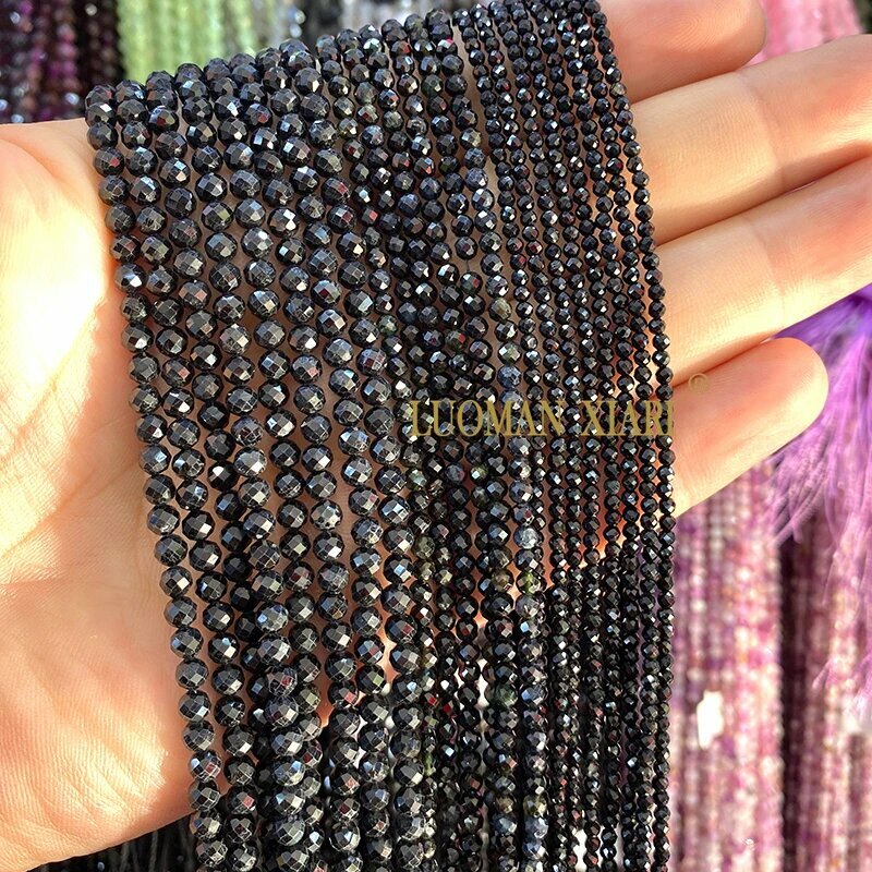 Натуральные черные турмалиновые бусины LUOMAN XIARI 2-4 мм