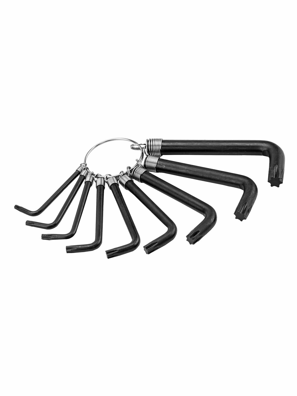 Набор ключей имбусовых Sparta TORX 9 шт: T10, 15, 20, 25, 27, 30, 40, 45, 50, оксидированные, на кольце 112667