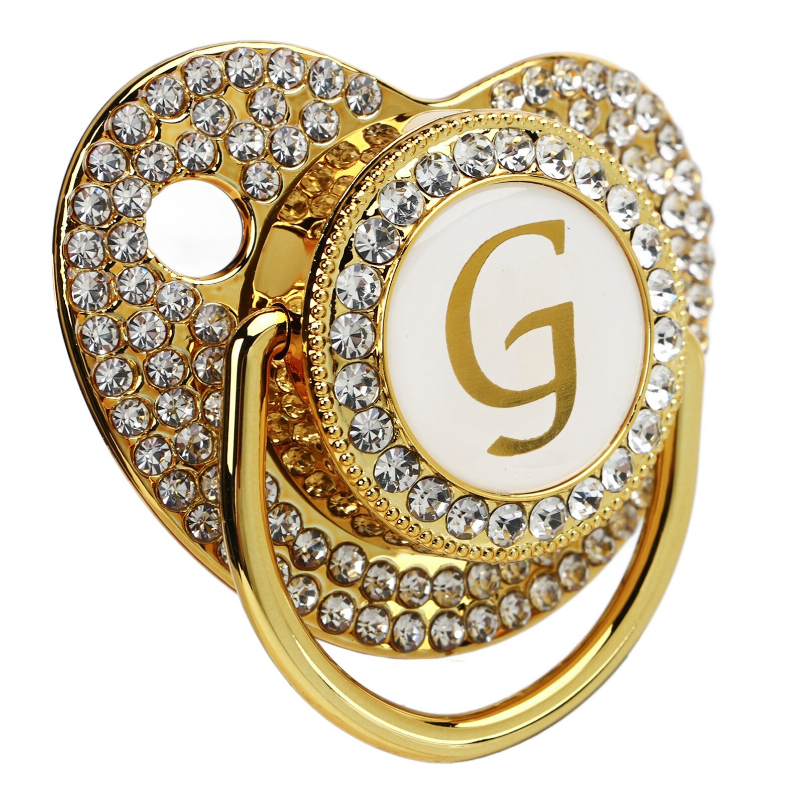 Золотая соска для новорожденных Baby Bling с крючком и буквой G, силиконовая, легкая, безопасная, для ежедневного использования