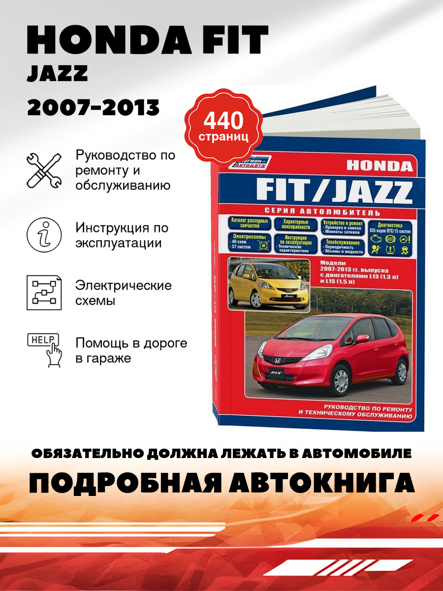 Книга: Honda Fit / Jazz (Хонда Фит / Джаз) бензин 2007-2013 г. в. - подробное руководство по техническому обслуживанию и ремонту, инструкция по эксплуатации, электрические схемы , 978-5-88850-586-1, издательство Легион-Aвтодата