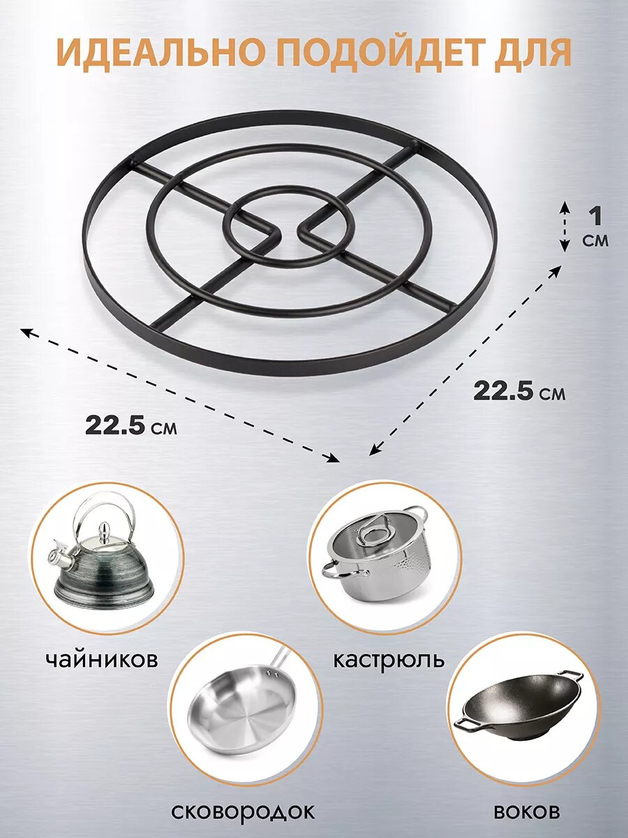 Подставка под горячее P190109 Pomi d'Oro "Filo di ferro" металлическая, черная, круглая 22,5 см — фото 1