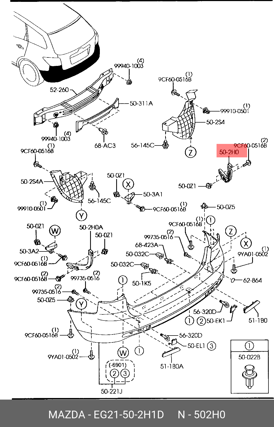 EG21502H1D MAZDA Кронштейн заднего бампера правый Mazda CX-7
