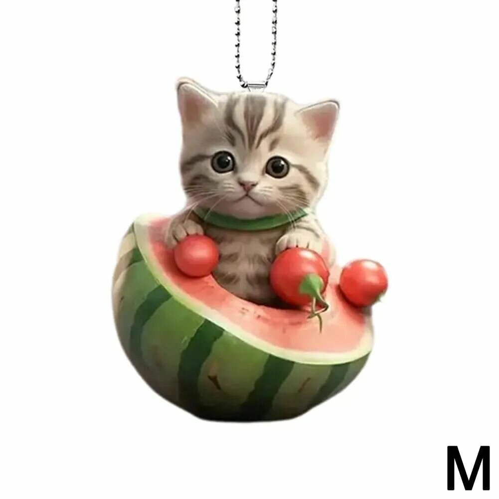 2D автомобильный кулон, подвесное украшение с цепочкой, реалистичное зеркало заднего вида в форме животного и кота, подвесной декор, аксессуары для салона автомобиля