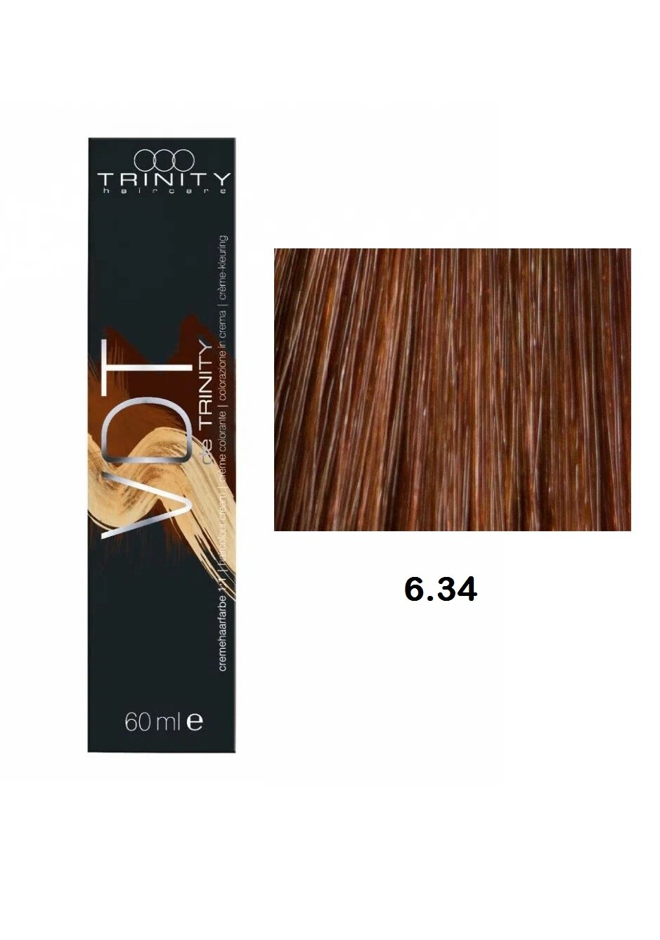 Trinity VDT Стойкая краска для волос 60 мл - VDT 6.34 dunkelblond gold kupfer Темный блонд золотисто-медный