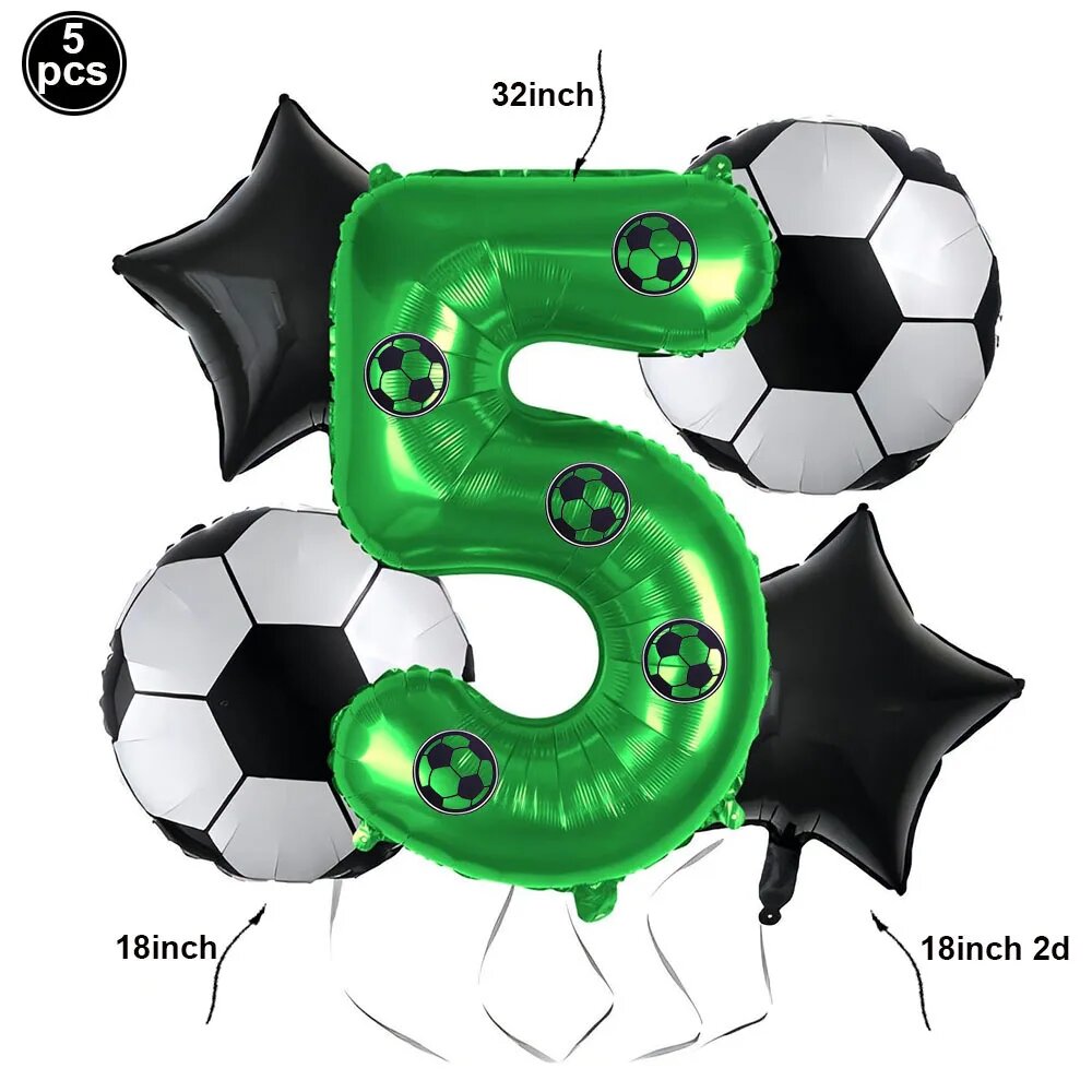 Баллоны для вечеринки "5" с футбольными звездами, 5 шт