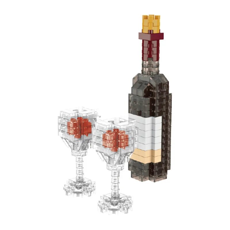 Мини-конструктор 3D вино и бокалы, Бордовый, Wine