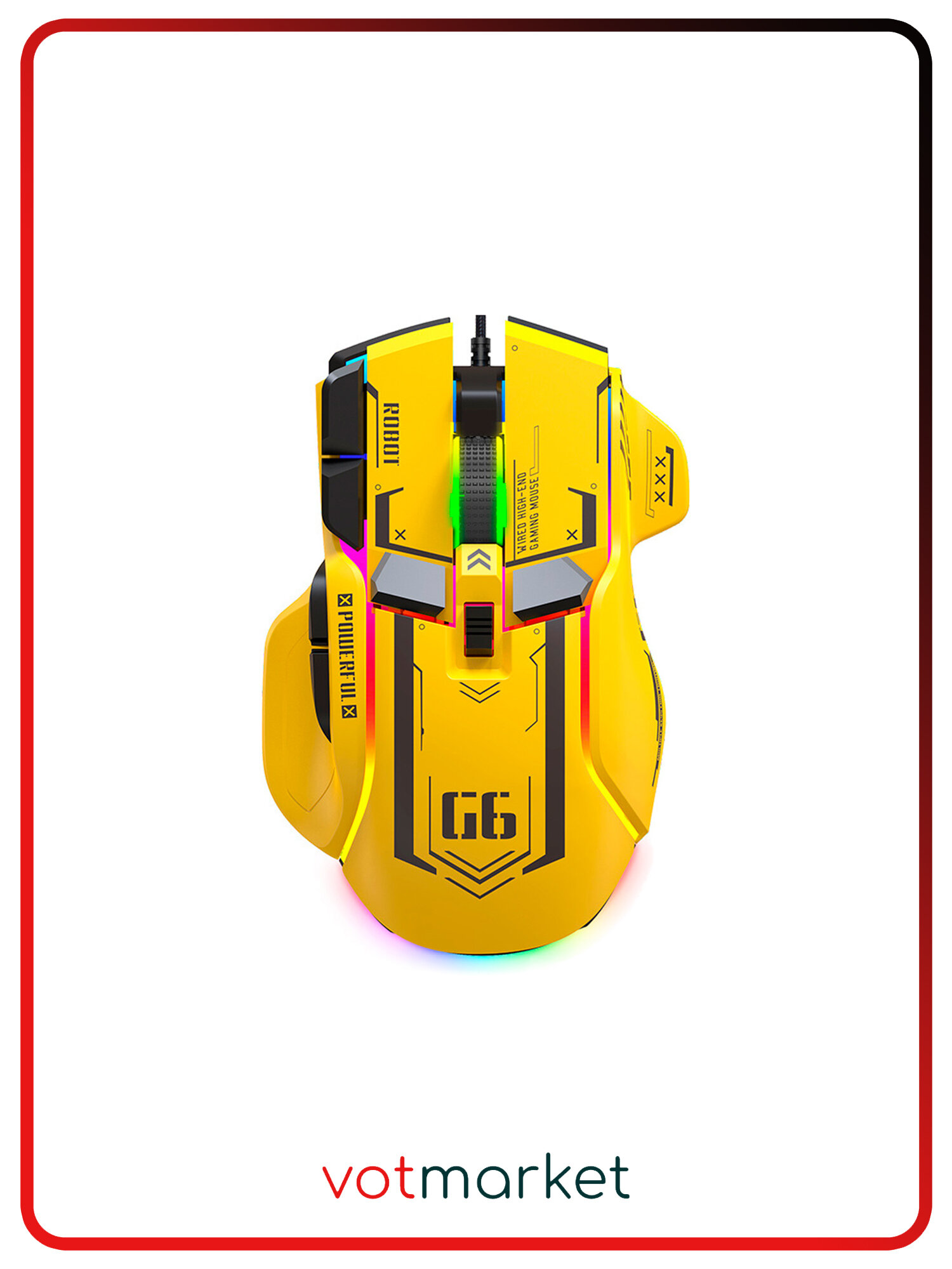 Компьютерная игровая мышь VOROTEX G6, 10 клавиш, 12800DPI, RGB, проводная