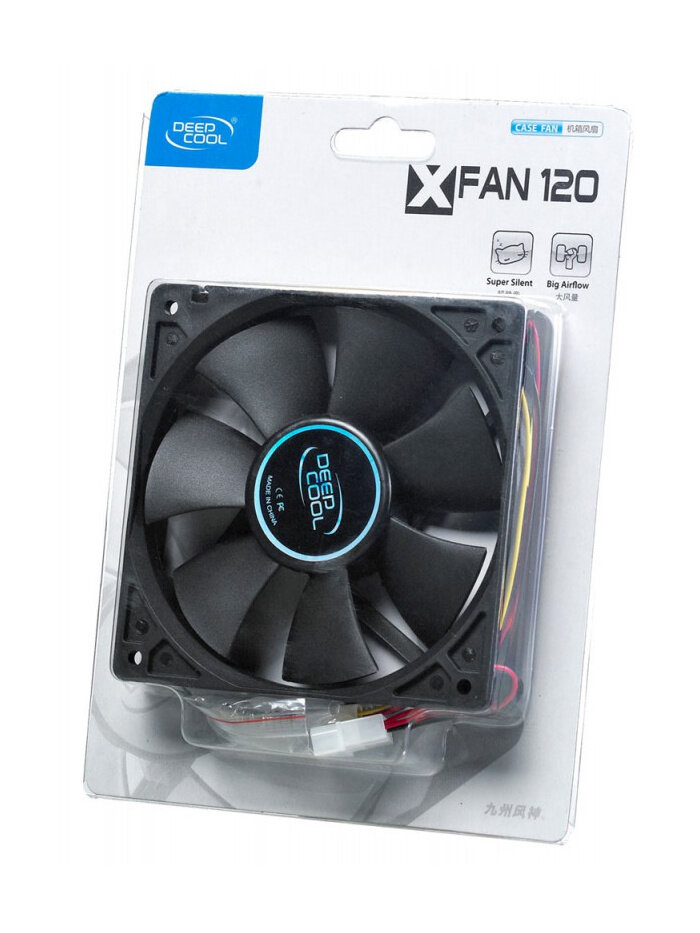 Вентилятор Deepcool XFan 120, 120х120x25, черный, 3-pin, 4-pin (Molex) Ret (DP-FDC-XF120)
