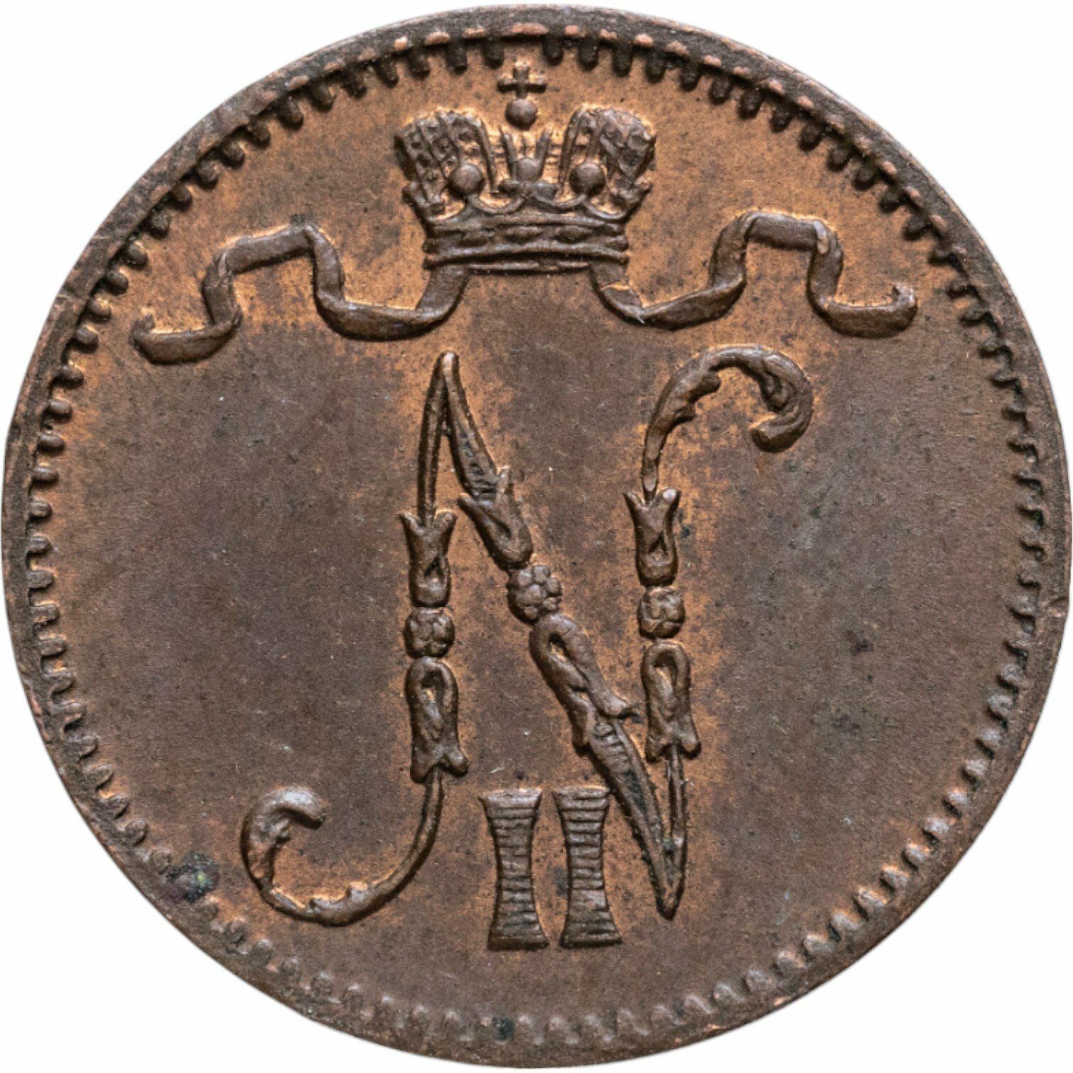 1 пенни penni 1913 Российская Финляндия, Медь, в сохранности UNC