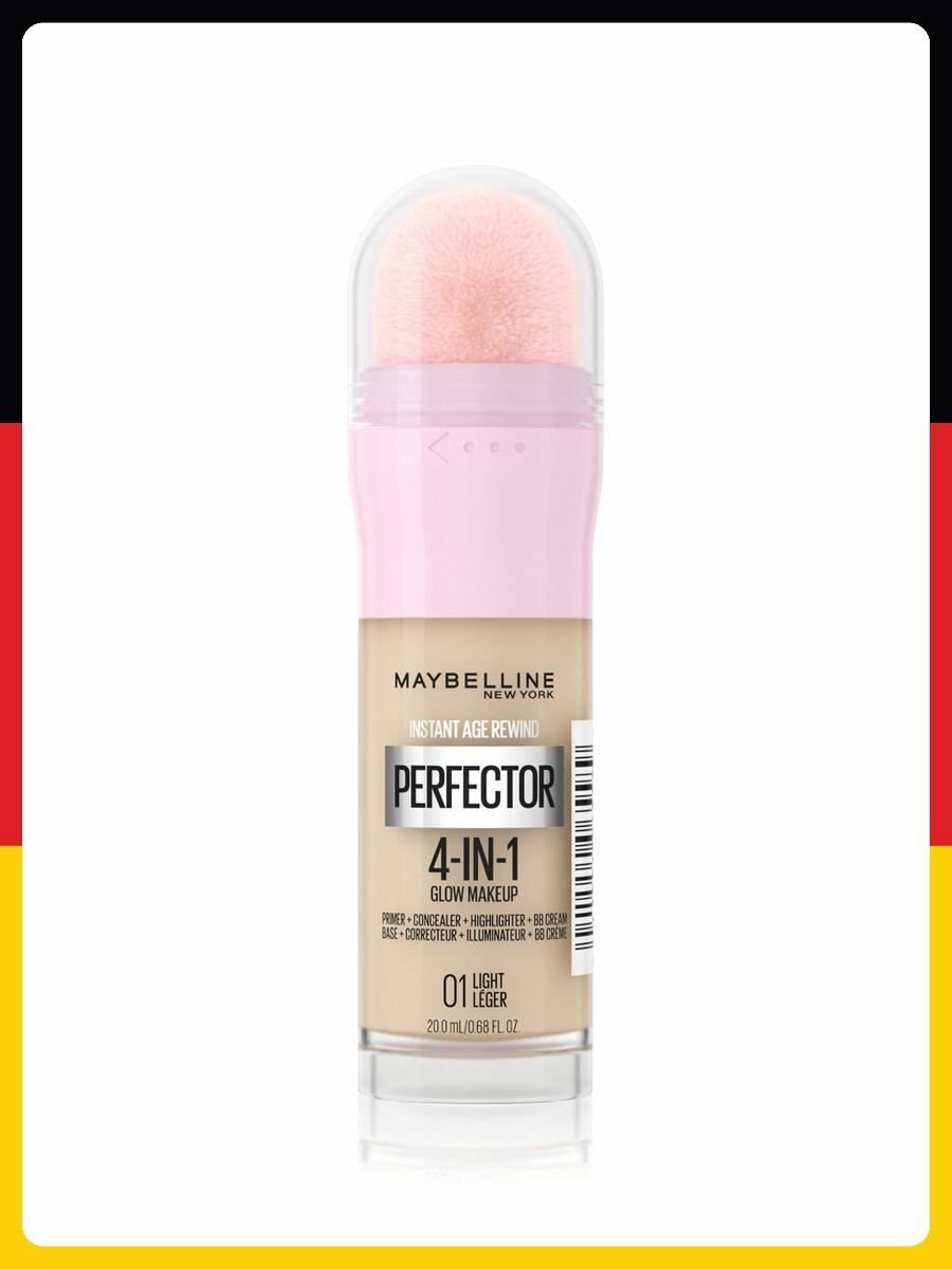 Тональная основа Maybelline New York Instant Age Rewind Perfector 4-in-1 Glow 01 Light, 20 мл