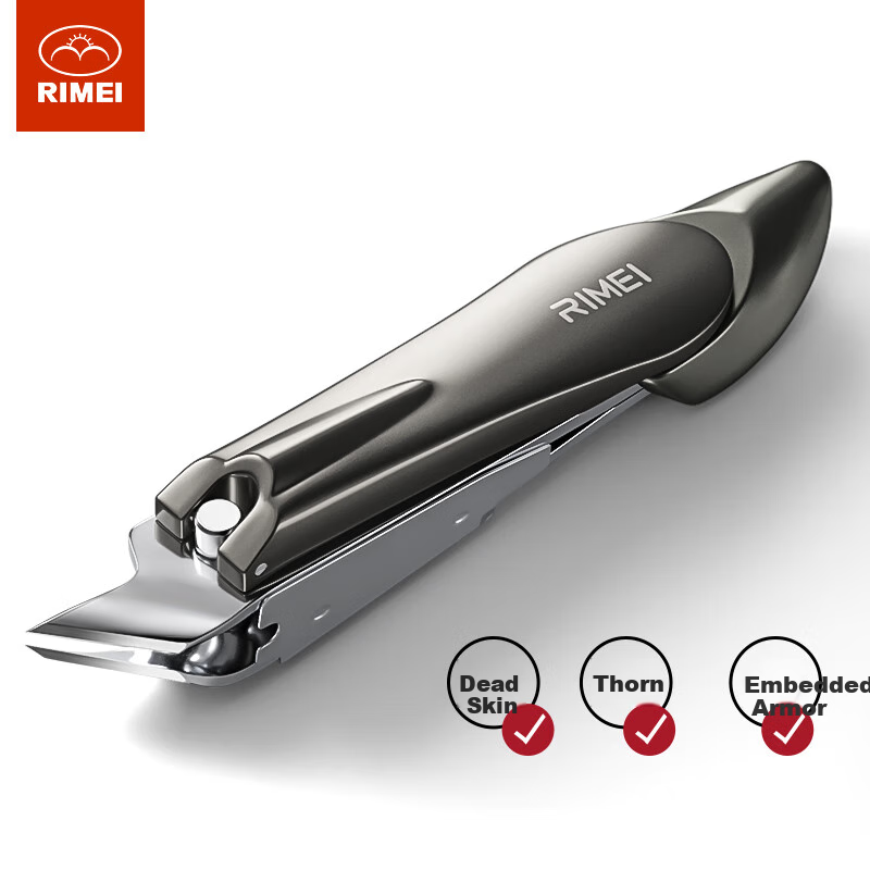 JINDA RIMEI Carbon Steel Anti-splash Nail Clipper with Oblique Mouth for Nail Groove, Large Gray Toe Nail Clipper, Single Pack Nail File