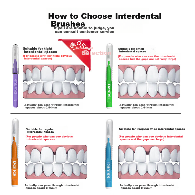 DenTek Imported Interdental Brush I Type Dental Gap Brush Tooth Gap Brush Orthodontic Floss Toothpick Brush Small Size 0.7