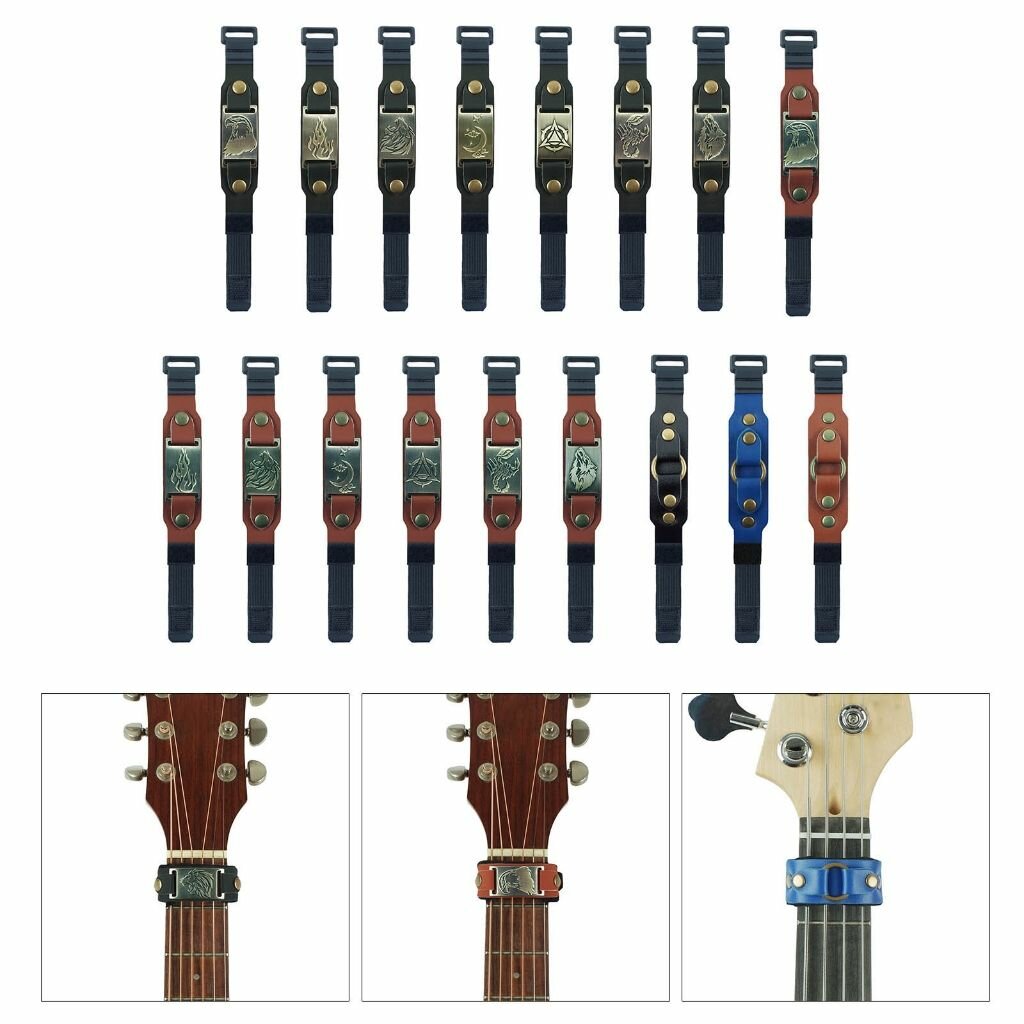 Кожаный ремешок для гитары-кольцо черного цвета