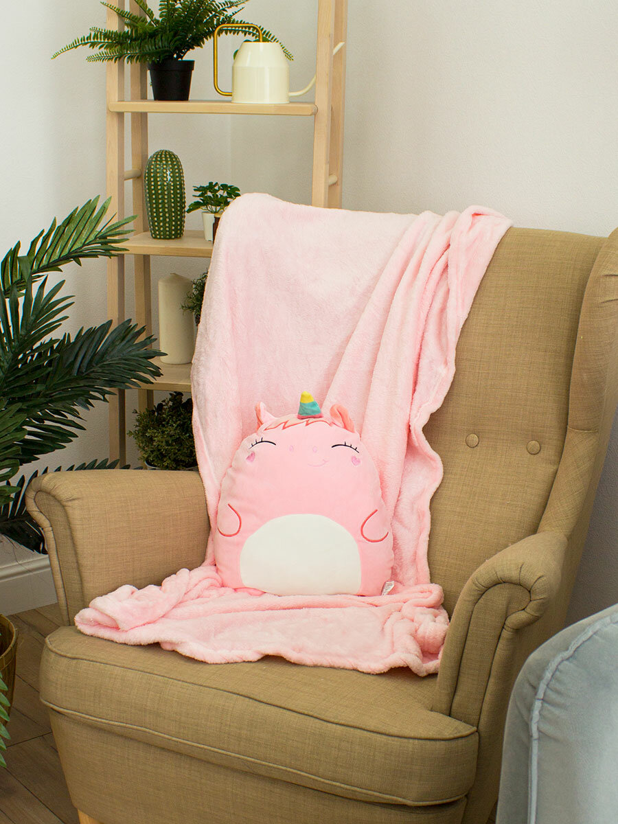 Мягкая игрушка-трансформер Михи Михи "Розовый Единорог", 40 см, плюшевый плед