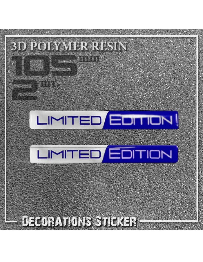 Декоративная наклейка мото, авто объемная LIMITED EDITION сине-серебристая, 2шт.