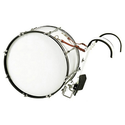 AP Percussion MB-2612 Барабан маршевый большой 26"х12", корпус американская липа, белый, черная фурнитура с держателем, колотушки