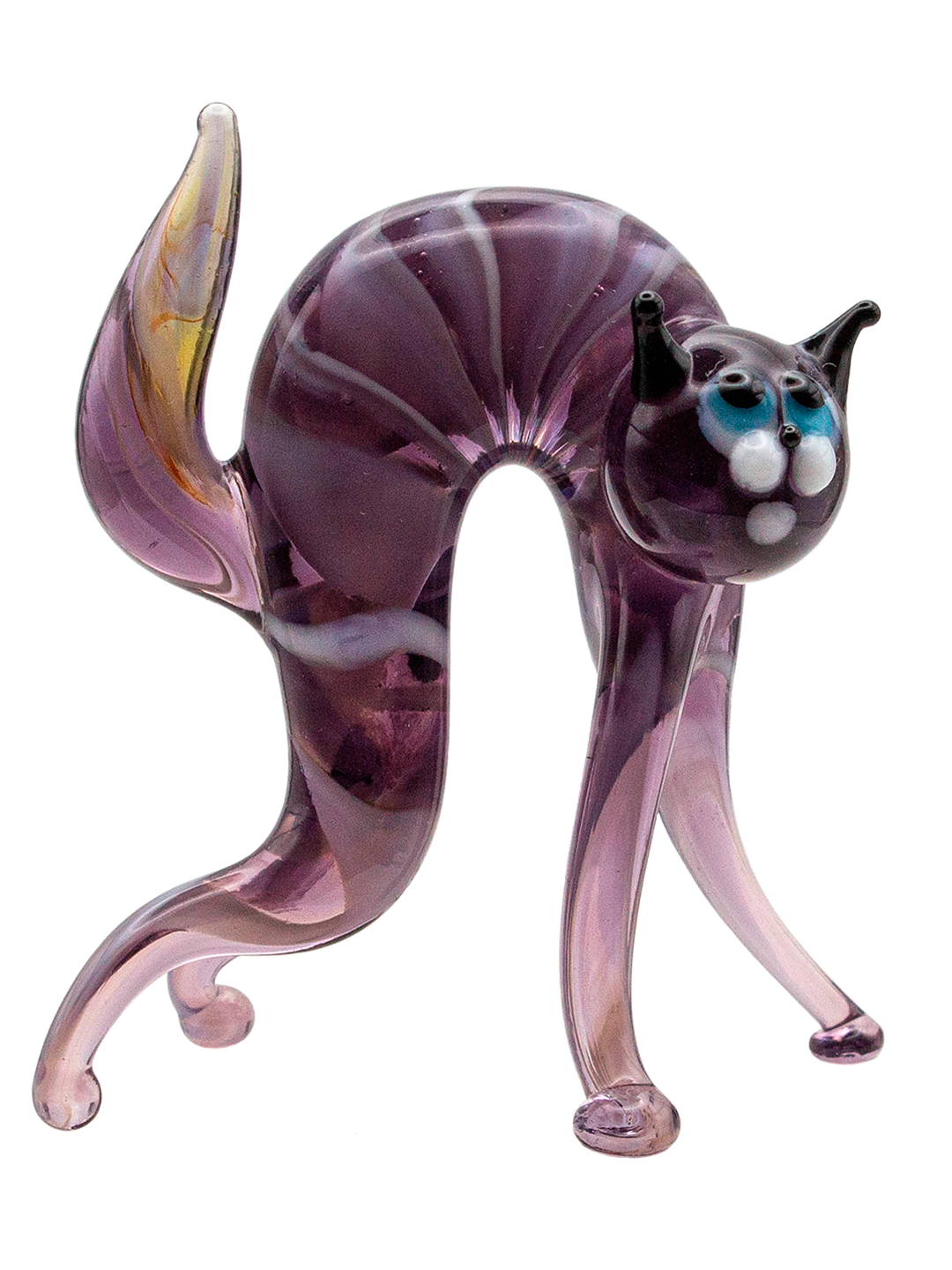 Сувенирная коллекционная фигурка из цветного стекла ручной работы Кошка