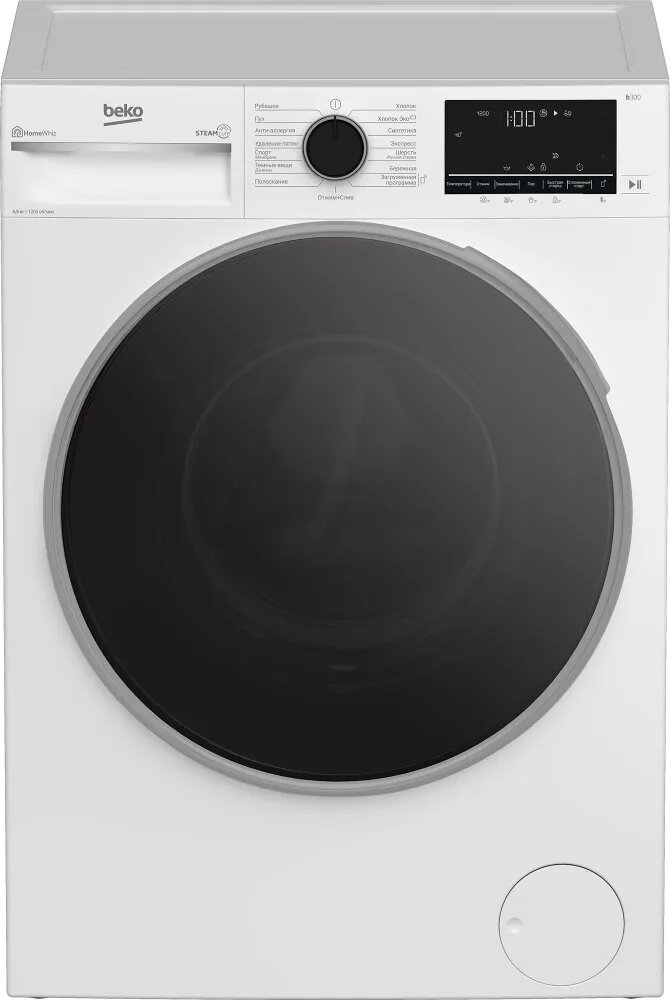 Стиральная машина Beko B3WFR56H2WC, инверторный двигатель, максимальная загрузка 6,5 кг