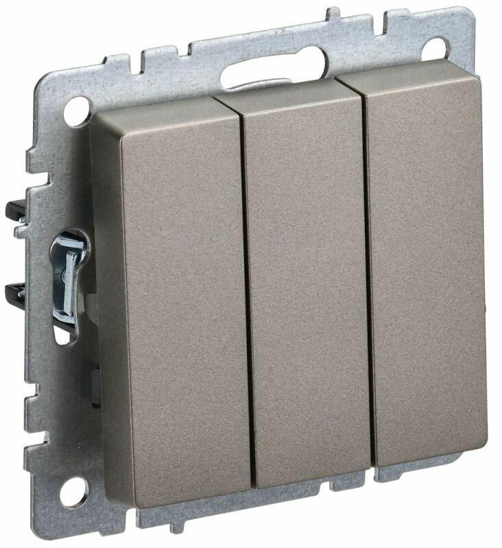 Выключатель IEK "Brite", 3 клавиши, ВС10-3-0-БрШ, 10 А, механизм, цвет Шампань