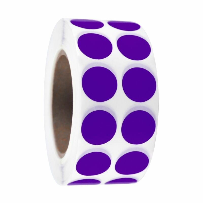 Круглый рулон этикеток с цветовой кодировкой, однотонная бумага для наклеивания липких наклеек-фиолетовый