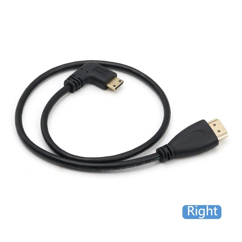 Мини HDMI кабель 90° Right, позолоченный