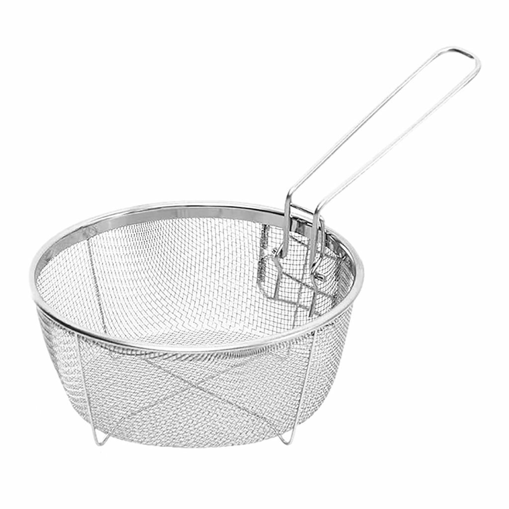 (1 шт.) Сливная сетка, фильтрующая сливная корзина, бытовая круглая фритюрница, корзина для жарки, складная боковая картофеля фри-20 см