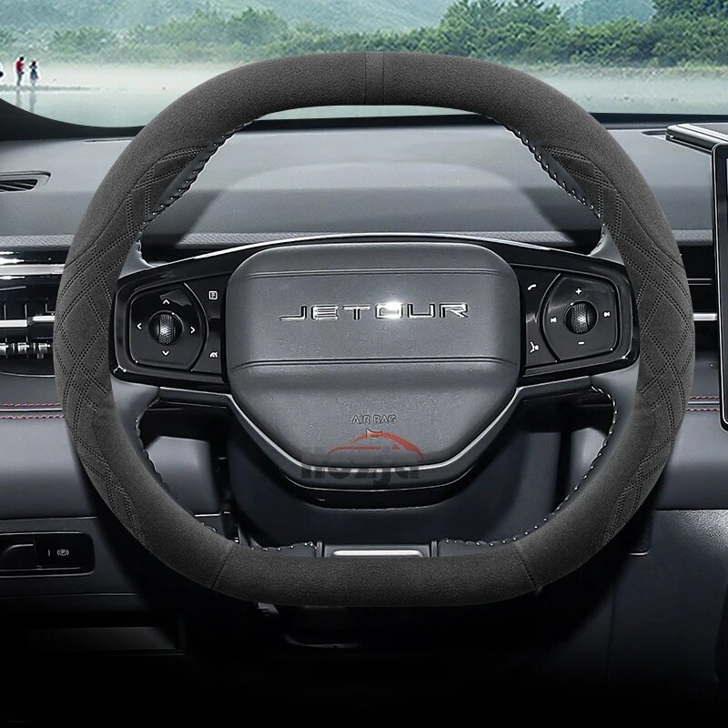 Замшевый кожаный чехол на руль автомобиля для Jetour Dashing Pro Plus Max 2021 2022 double D black