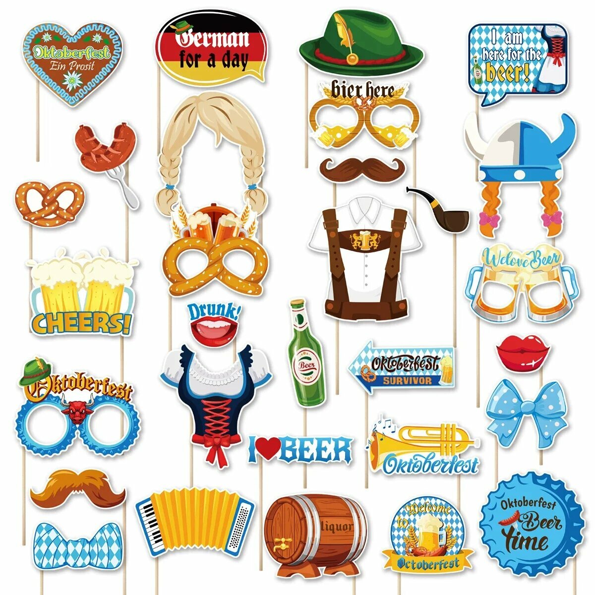 30 шт./компл, реквизит для фотобудки на тему Октоберфеста, пивной фестиваль, вечерние наряды, бумажные маски для мальчиков и девочек, украшения для дня рождения