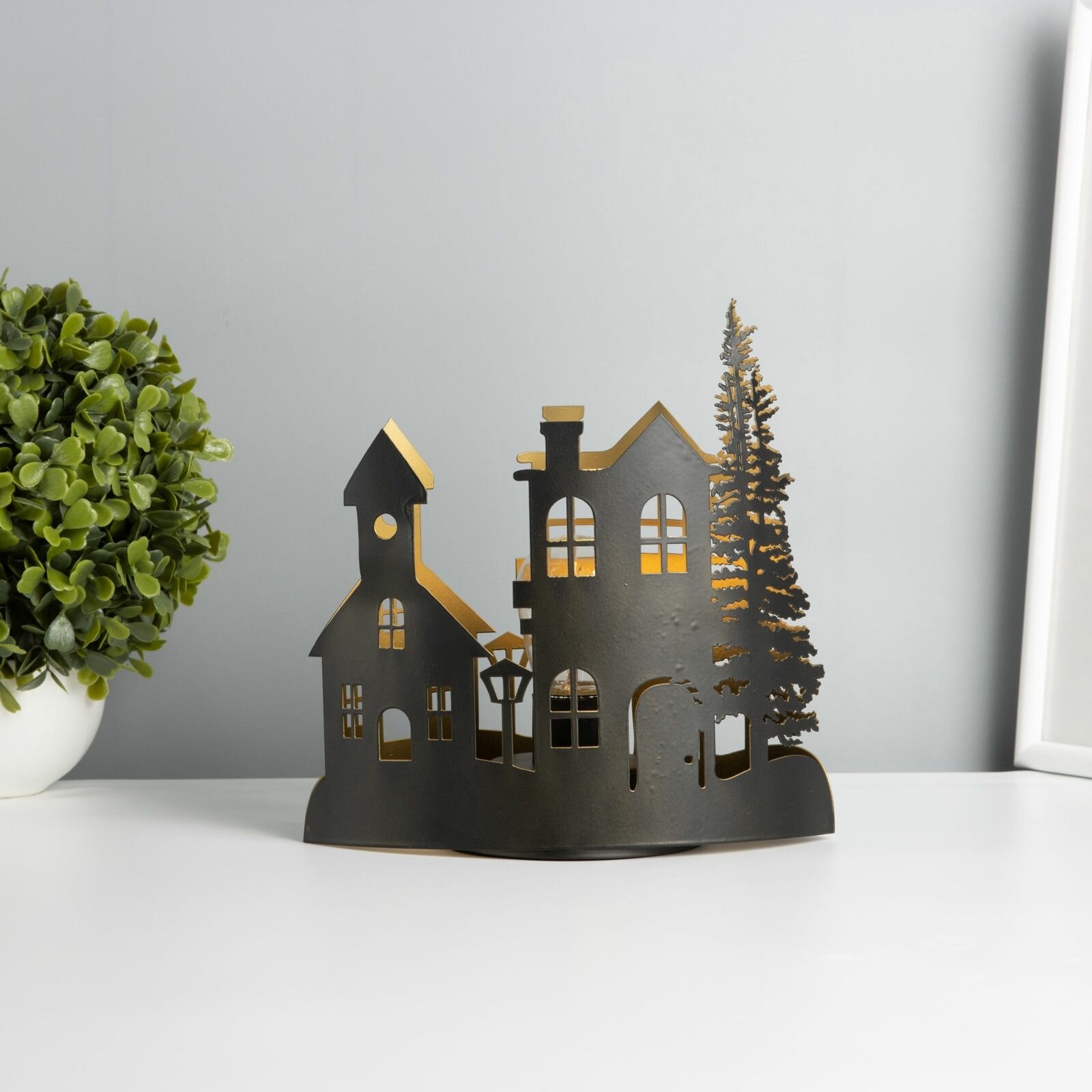 Ночник светильник "Вечерний город" LED 3хААА черный 10,8х19,5х20см