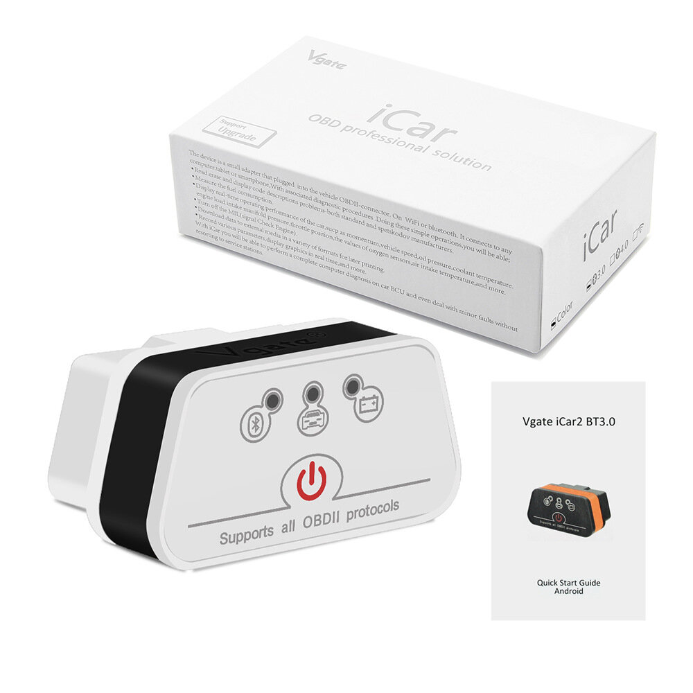 Vgate iCar 2 BT3.0 OBD2 Bluetooth диагностический прибор с 8 цветами Android для обнаружения двигателя автомобиля