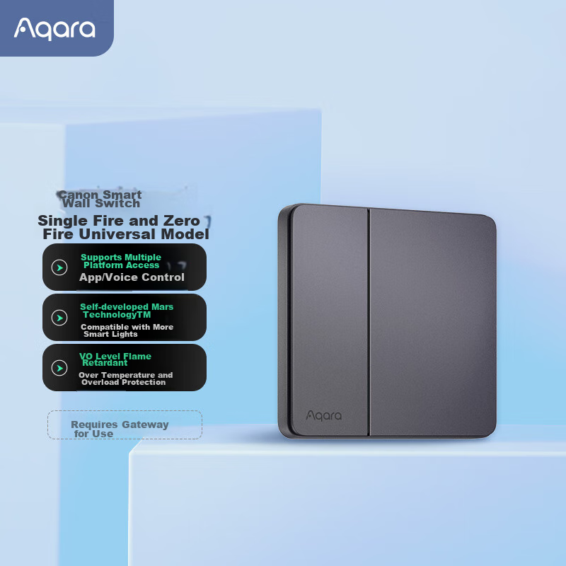 Aqara Smart Switch, Remote Control Switch, Integrated with Mijia/HomeKit, Single Button, Distant Mountain Gray