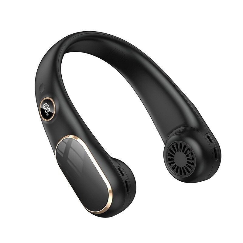 Мини вентилятор на шею с охлаждением и дисплеем, портативный USB вентилятор 4000 мАч, бесшумный, аккумуляторный