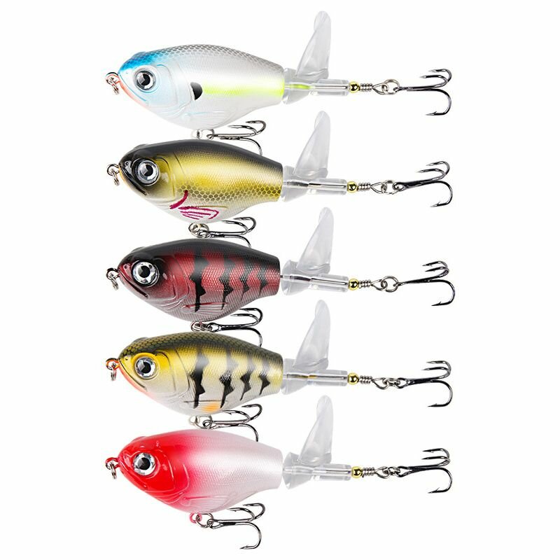 5 шт. Topwater Whopper Plopper Baits PN0016N16A-E Floating Pencil приманки шумные жесткие свимбейты с вращающимся мягким хвостом 9,5см-16г