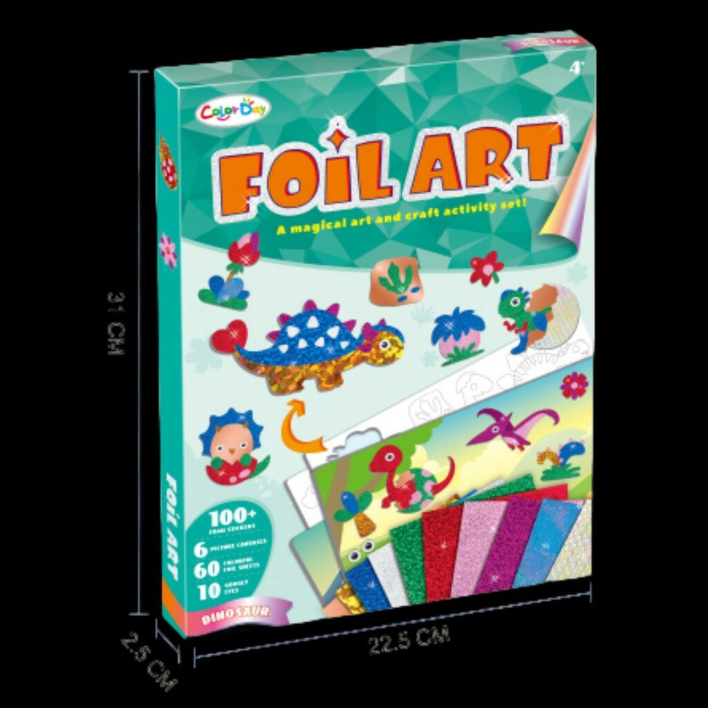 Dinosaur kids craft kit with aluminum foil stickers for preschool creativity and handmade fun