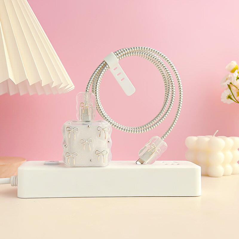 Защитный чехол для зарядного устройства Apple Charger, 5 серебряных бантиков