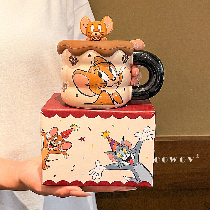 Кружка с крышкой Том и Джерри, новая высококачественная парная кофейная чашка, керамическая кружка для воды в офисе, подарок на день рождения