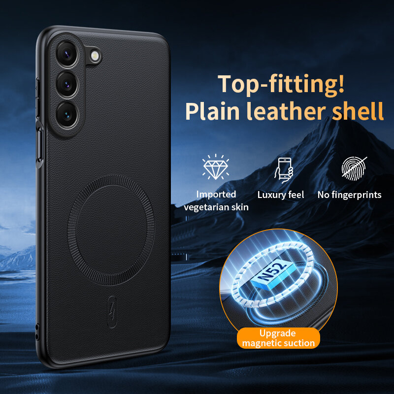 Чехол для Samsung Galaxy S23 / Самсунг Галакси С23 Роскошная кожа, MagSafe, антиударный Защитная оболочка