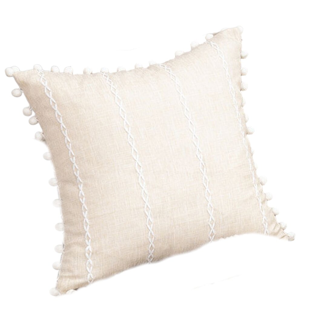 Чехол для диванной подушки с кисточками-белоснежный