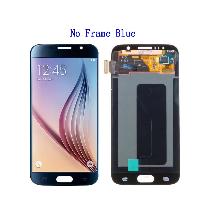 ЖК-дисплей Super AMOLED 5,1 дюйма для SAMSUNG S6 G920 G920F, ЖК-дисплей с рамкой, сенсорный дигитайзер в сборе для SAMSUNG S6, ЖК-дисплей Blue No Frame