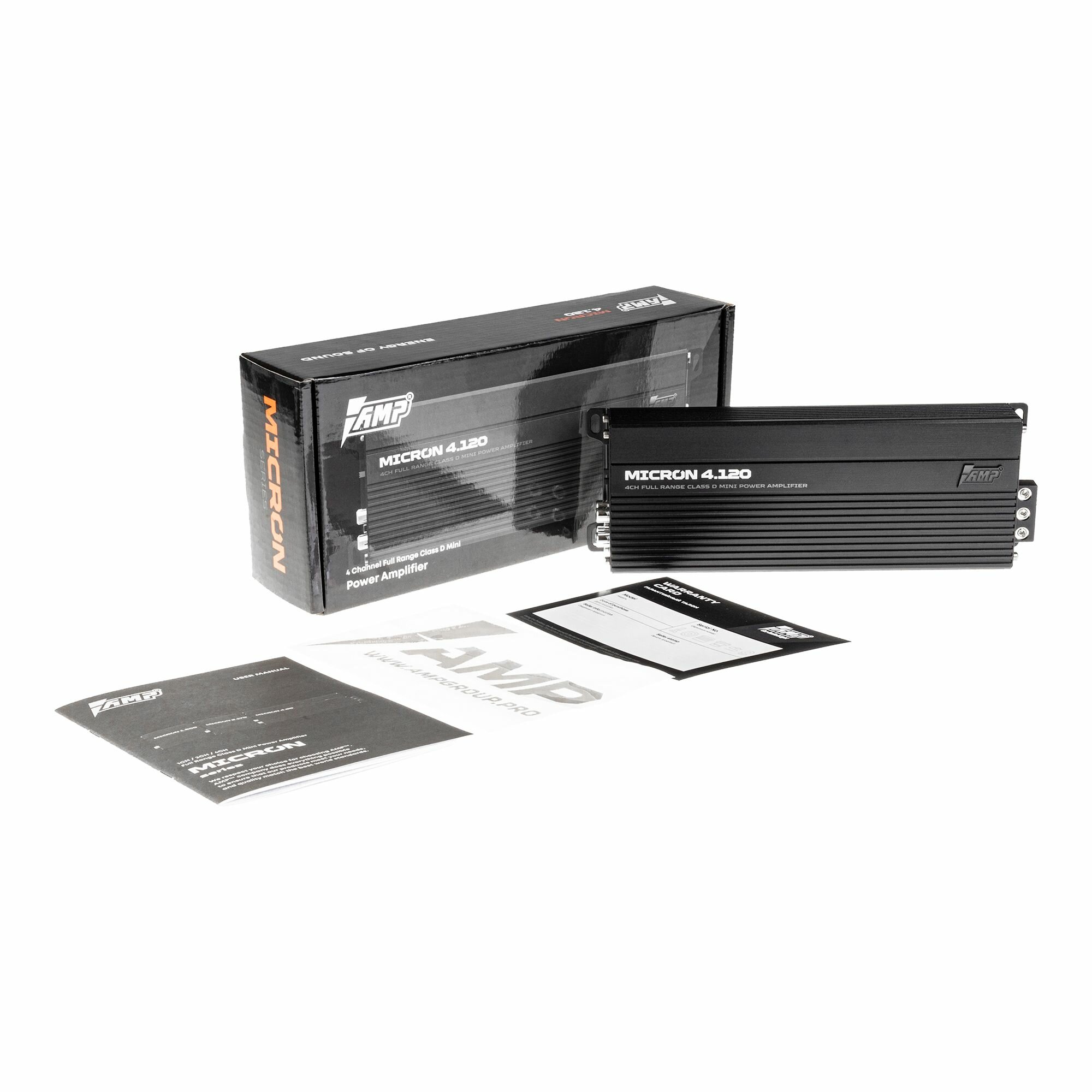 Автомобильный усилитель AMP MICRON 4.120, 4 канала, класс D, мост