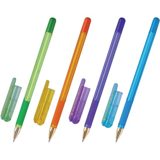 Ручка шариковая Munhwa "MC Gold LE" масляная с грипом, синяя, корпус ассорти, узел 0,5 мм, MCL-02