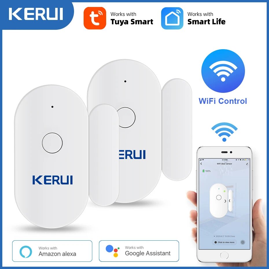 KERUI Датчик открытия двери, 2шт, WiFi, Tuya Smart