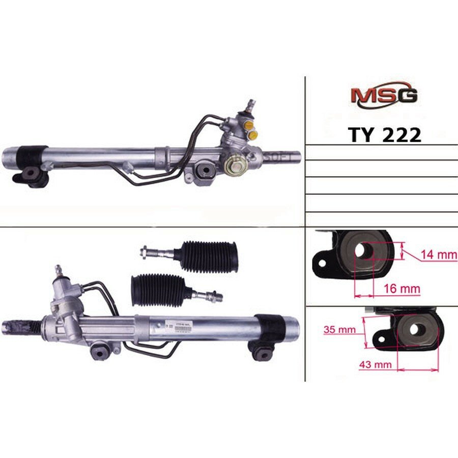 Новая Рулевая рейка Toyota Land Cruiser 100 2002-2008, Lexus LX470 2002-2008 от официального дистрибьютора, MSG, артикул TY222