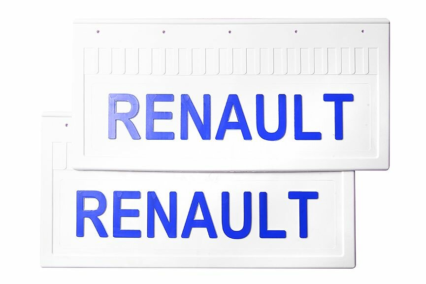 Брызговики (белая резина) задние RENAULT 520*250 (синяя надпись)