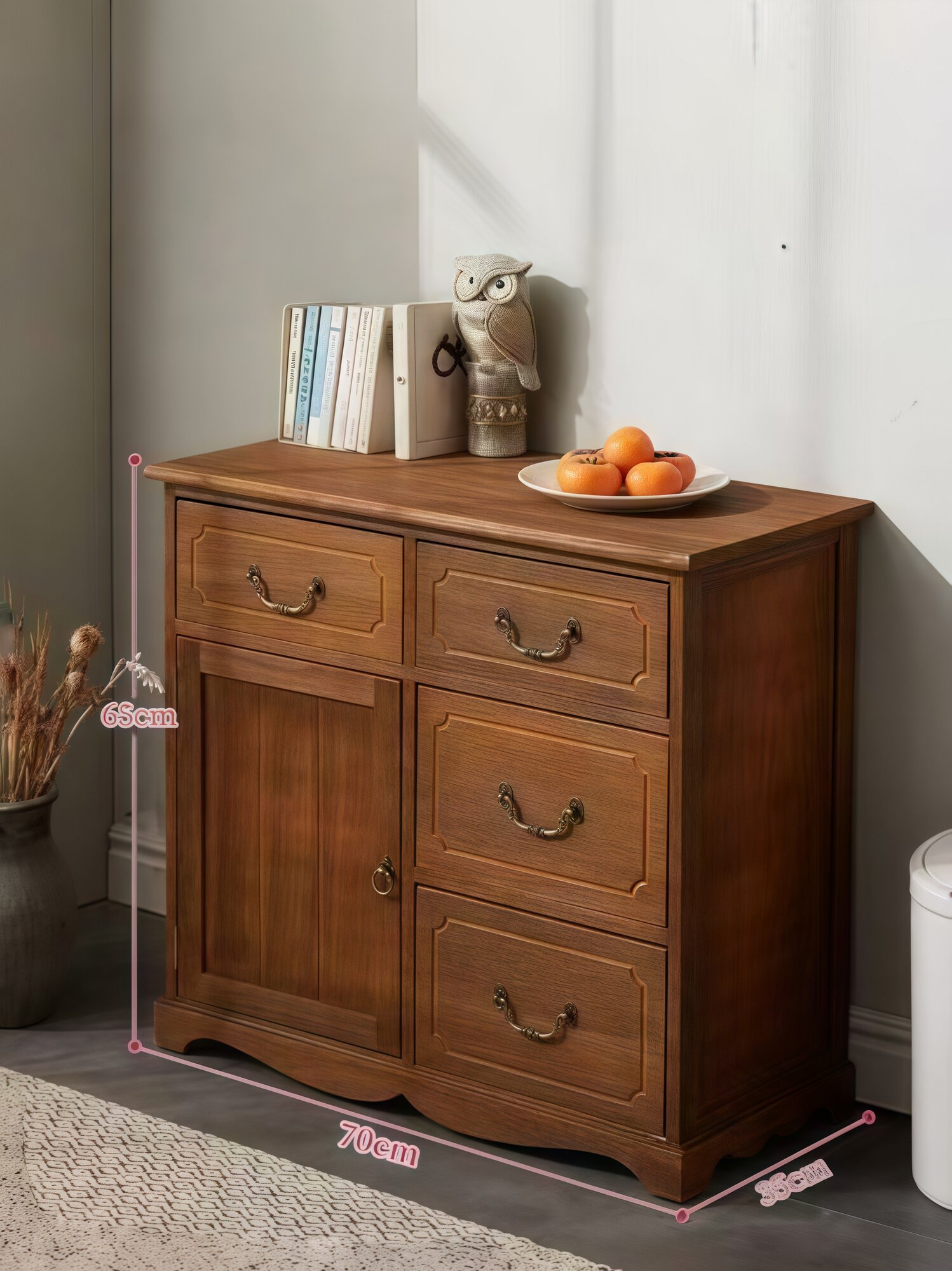 Комод J246, ABS-пластик, 4 ящика, цвет коричневый X710, 70х35х65 см