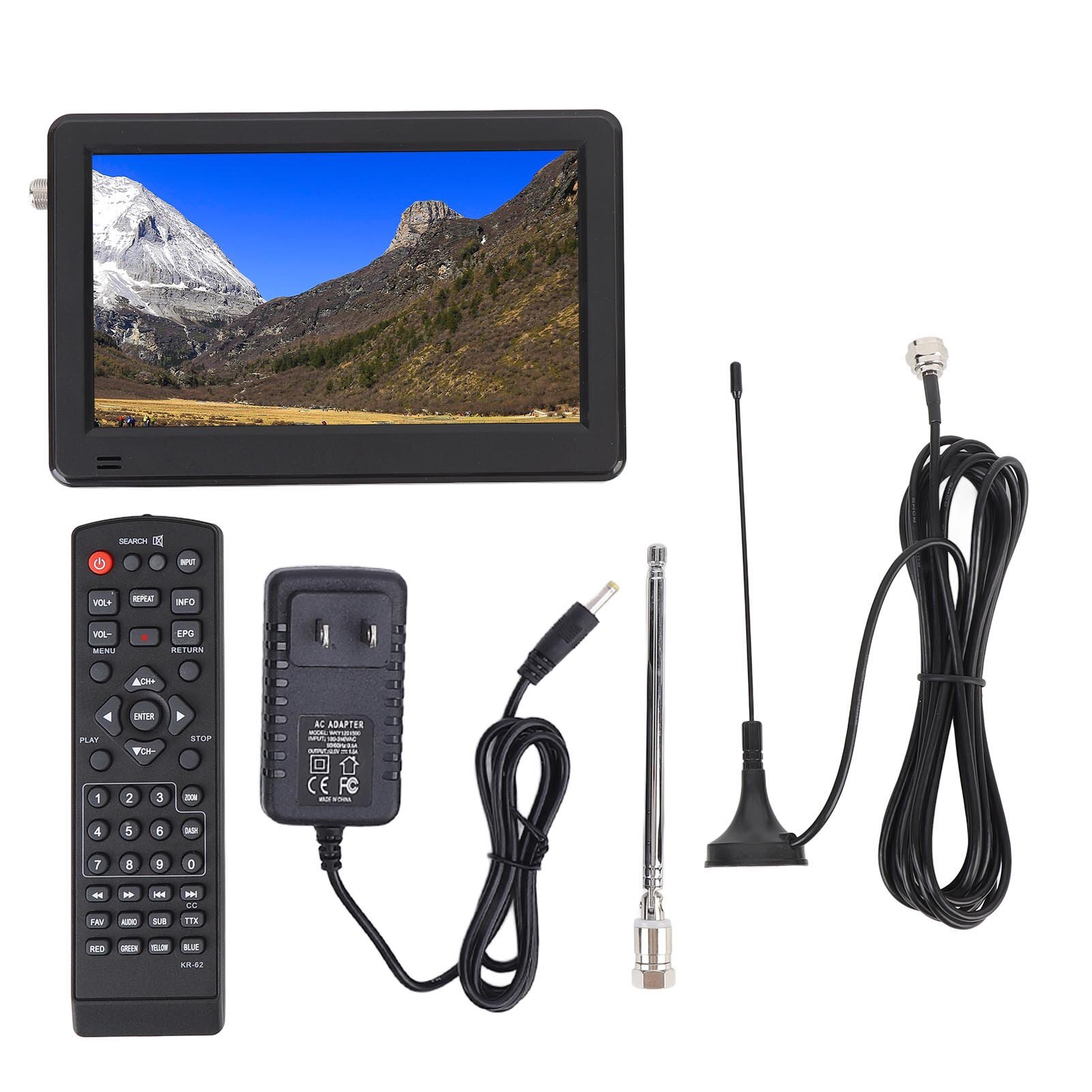 6-дюймовый портативный цифровой телевизор HD 1080p LED, компактный телевизор с тюнером, FM-радио, USB-портом для карты памяти, для автомобиля и кемпинга.