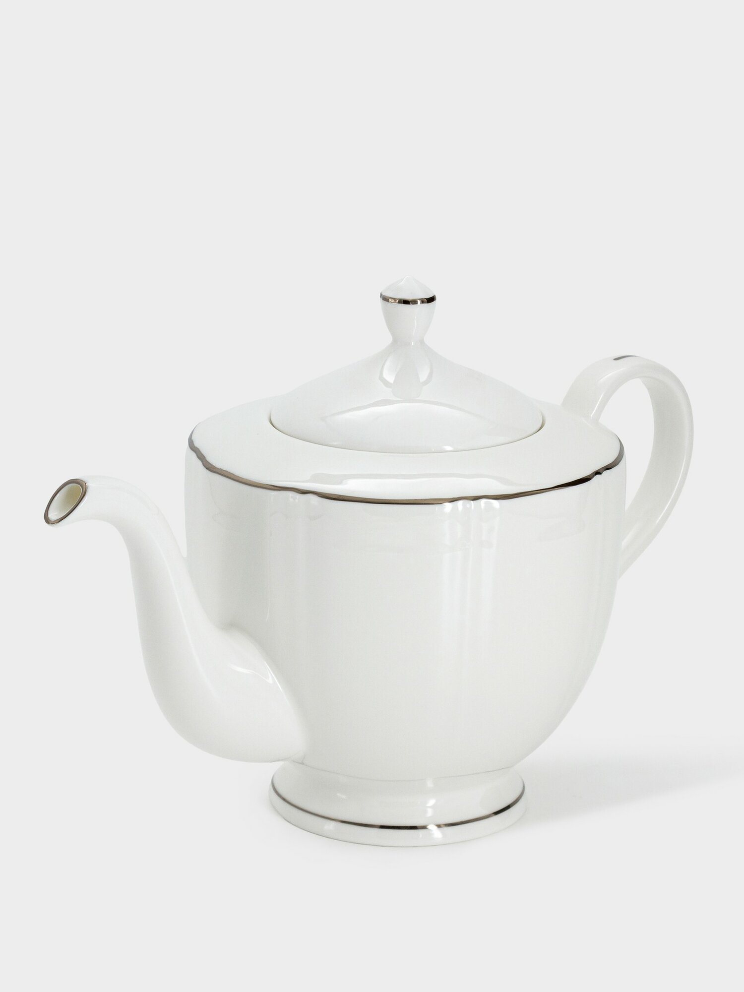 Чайник заварочный, 1,1 л, фарфор F, белый, с серебристым кантом, Lotus silver (Anna Lafarg Emily)
