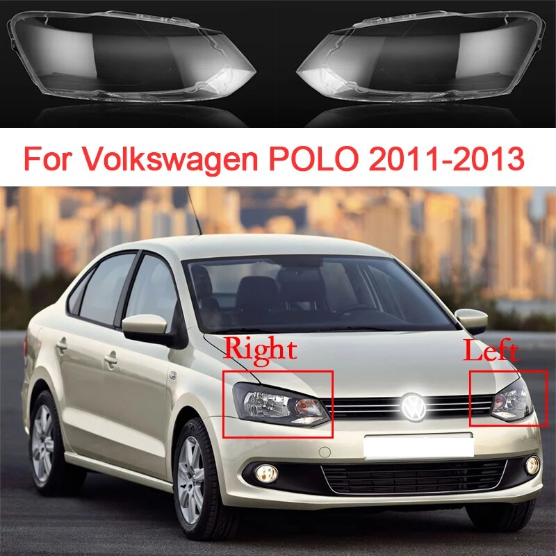 Стекло для автомобильной фары Volkswagen Polo 2011 2012 2013, крышка объектива, прозрачный Left